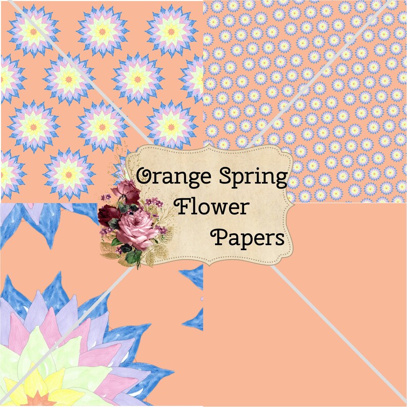 Spring Flower Digital Paper Set Scrapbook Paper Pack - Etsy