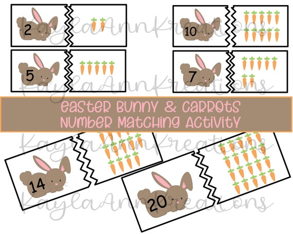 Easter Bunny and Carrots Number Matching Puzzles Pre-k | Etsy