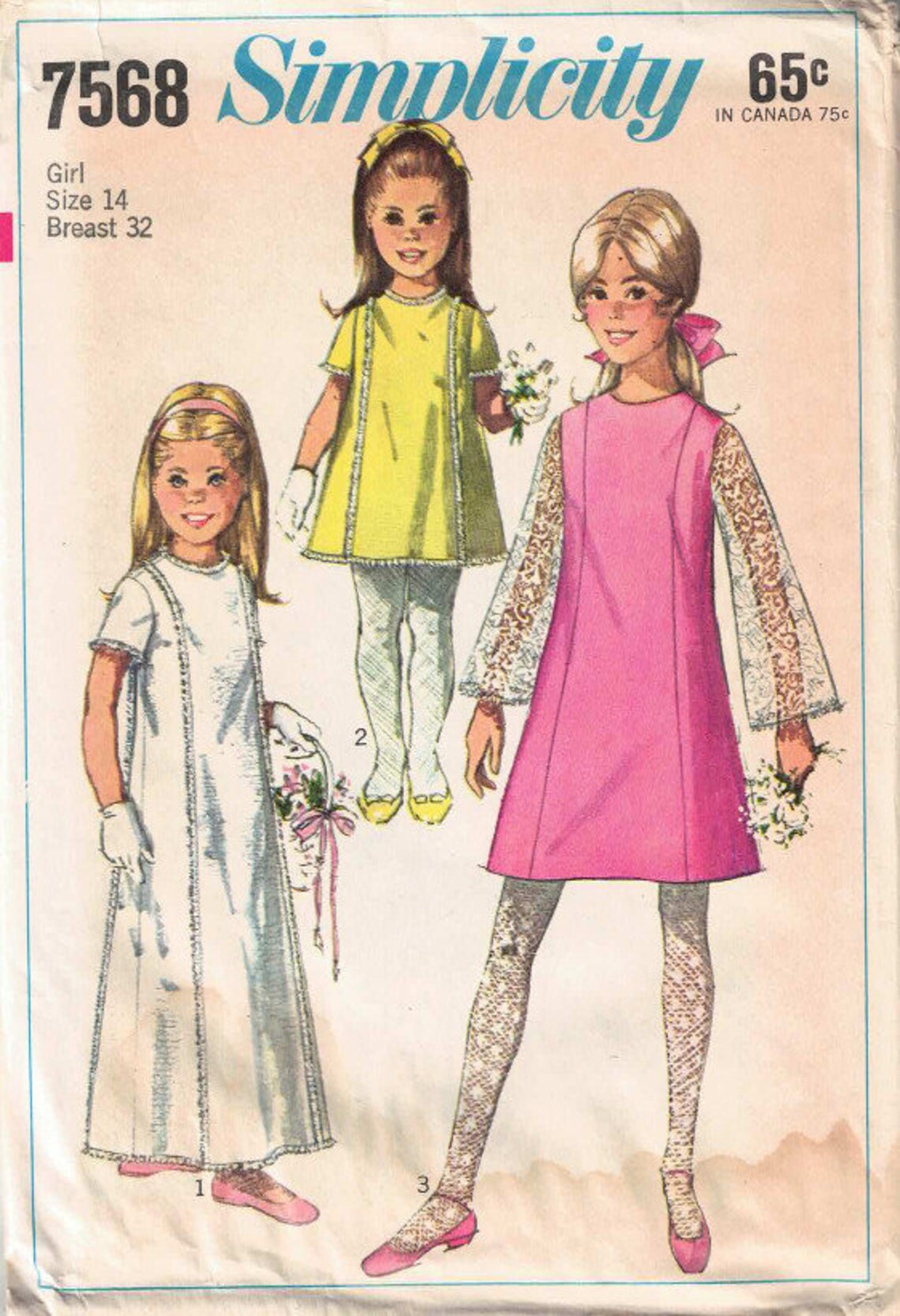 Vintage 1968 Simplicity 7568 Child or Girls Dress Size 14 - Etsy