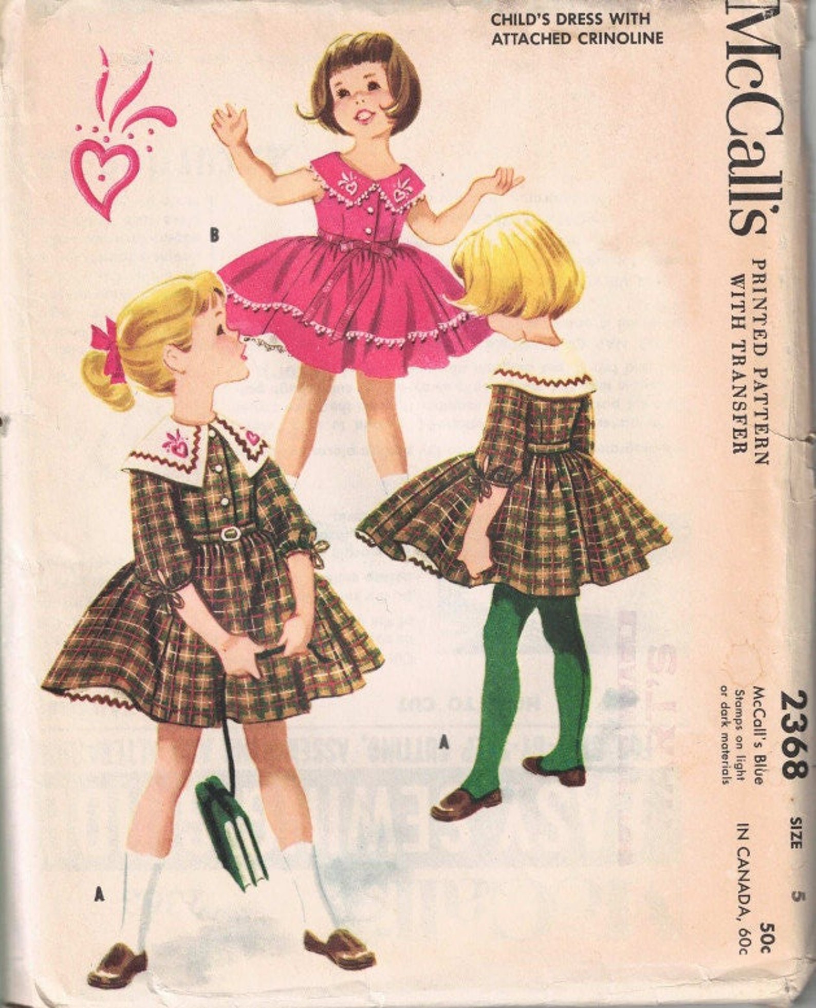 Vintage Mccall's 2368 Easy-rule 1959 Child's Dress With Crinoline Size ...