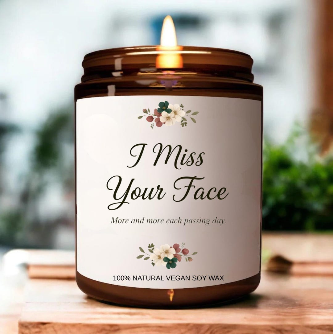 I Miss Your Face Soy Candle, Amber Jar Candle With Black Lid - Etsy