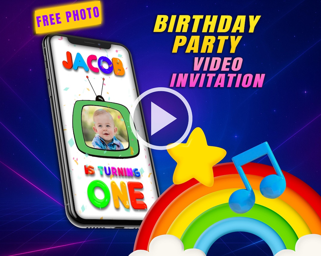 Birthday Party Video Invitation, Baby Digital Animated Mobile ...