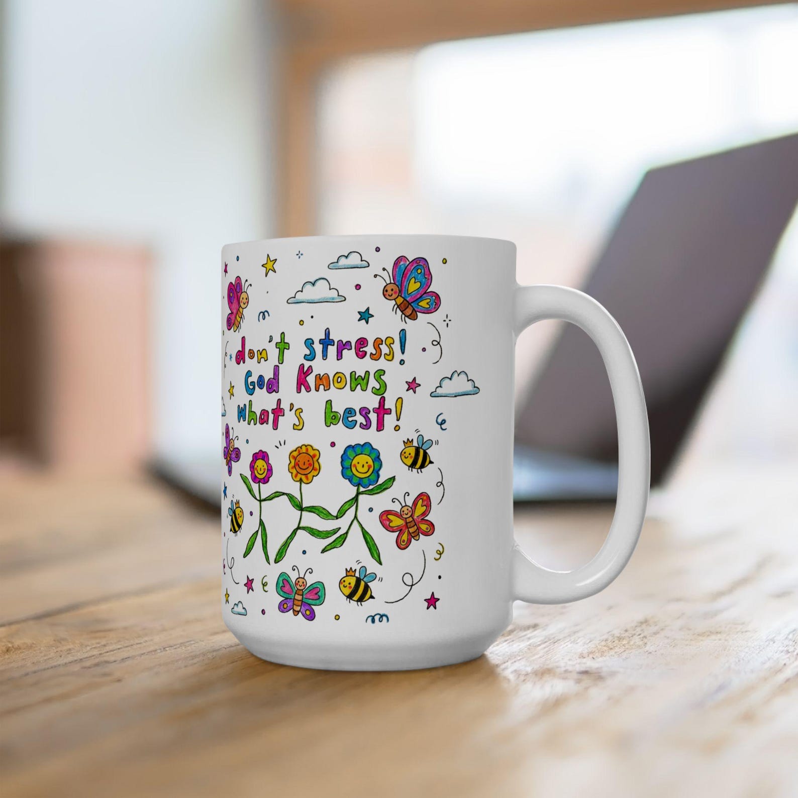 Don't Stress Mug, Cute Christian Design, Inspirational Religious ...