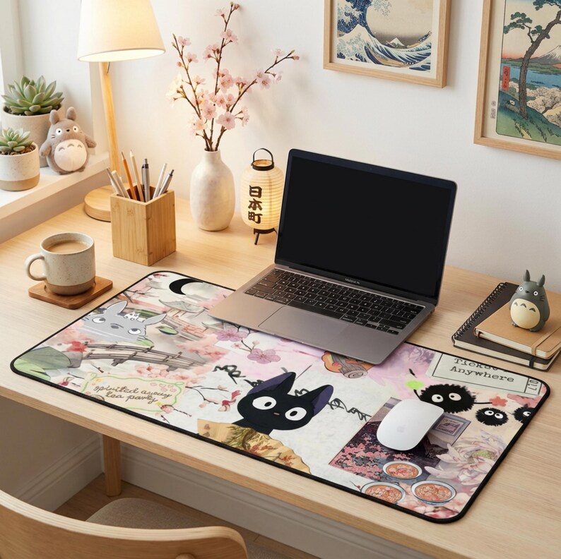 Cute Japanese Desk Mat, Anime Mouse Pad, Large Mousepad, Kawaii Pink ...