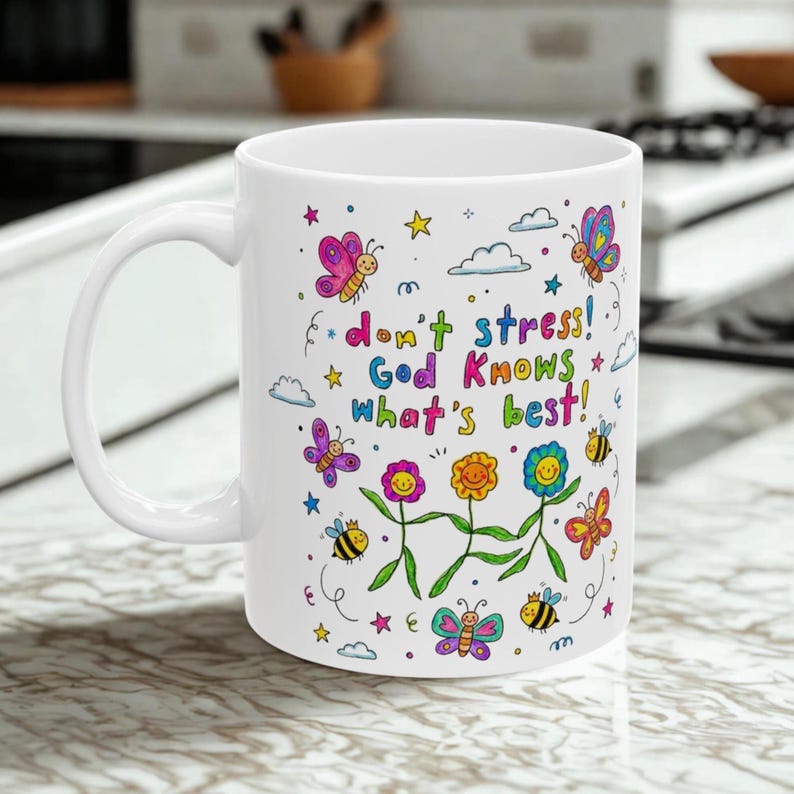 Don't Stress Mug, Cute Christian Design, Inspirational Religious ...