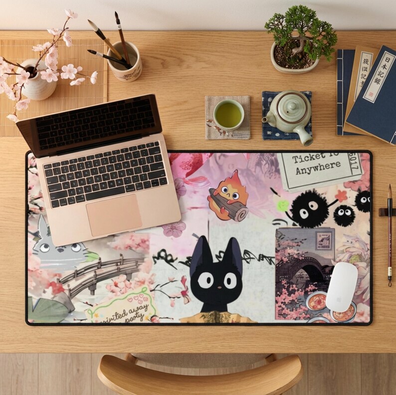 Cute Japanese Desk Mat, Anime Mouse Pad, Large Mousepad, Kawaii Pink ...
