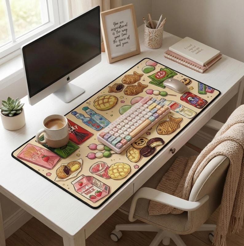 Japanese Anime Snacks Desk Mat, Large Desk Mat, Anime Mouse Pad, Kawaii ...