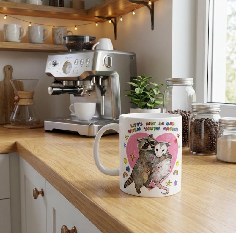 Cute Raccoon Possum Coffee Mug Funny Coffee Mug Valentines Day T