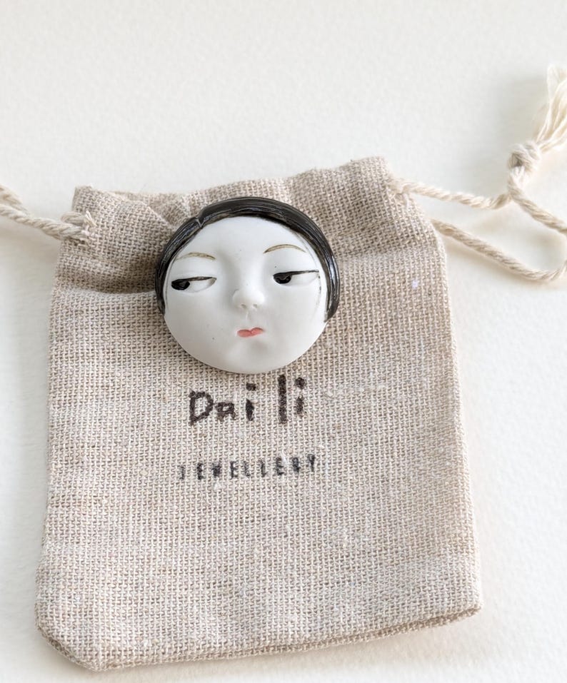 Dai Li Jewellery Little Head Face Handmade Porcelain Ceramic Brooch - Etsy