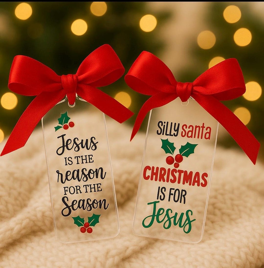 Christian Christmas Ornament Tags | Jesus is the Reason | Acrylic Gift ...