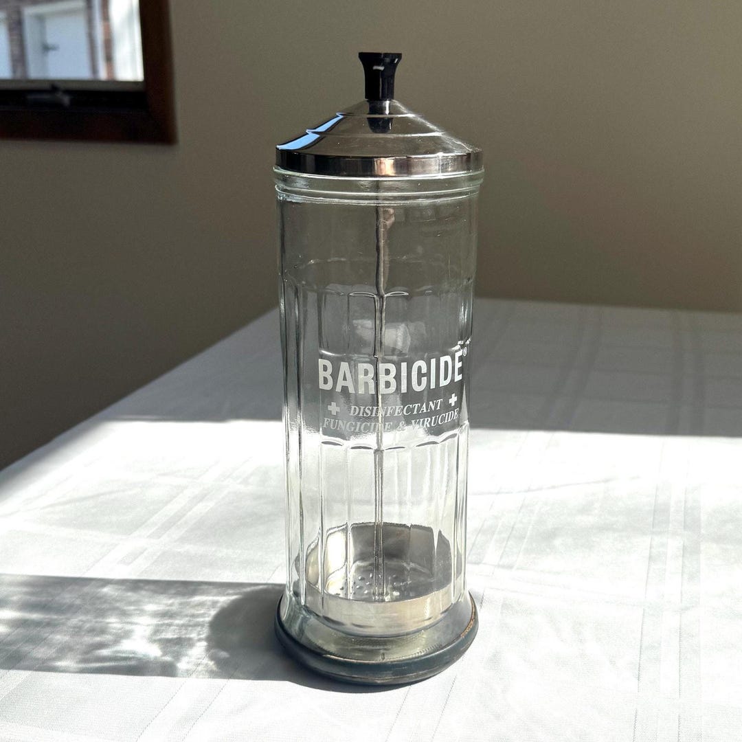 Vintage Barbicide Disinfectant Jar - Barber Shop Decor - Man Cave ...