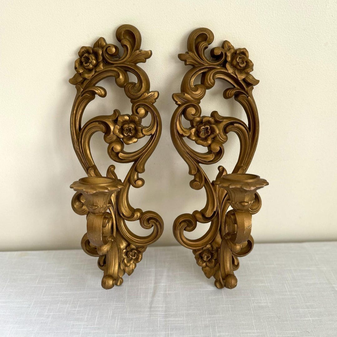 Mid Century Candle Wall Sconce Rococo Style Hollywood Regency - Etsy