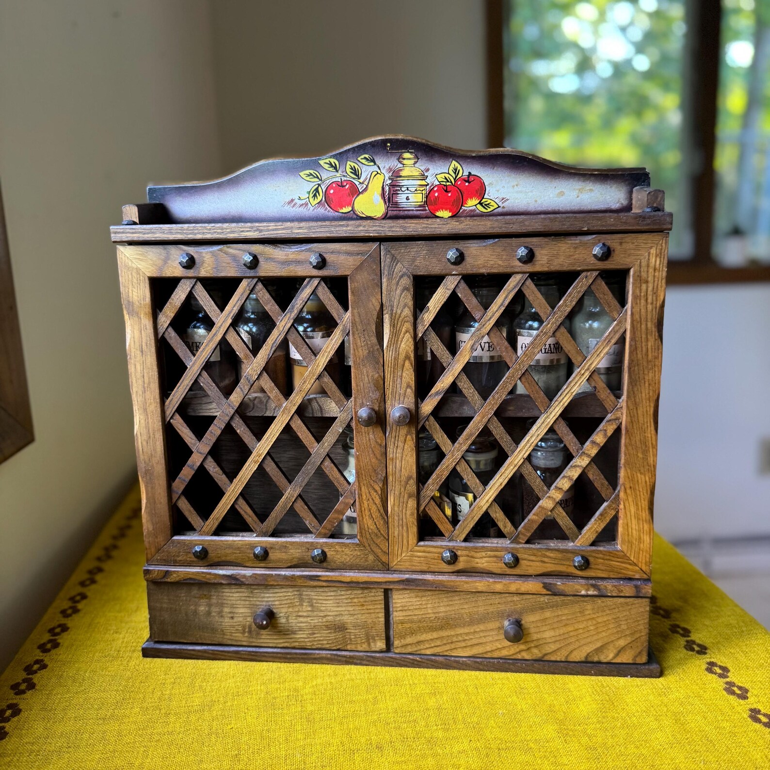 Vintage Pat P. Yoshikawa Wooden Spice Cabinet With Spice Jars - Etsy