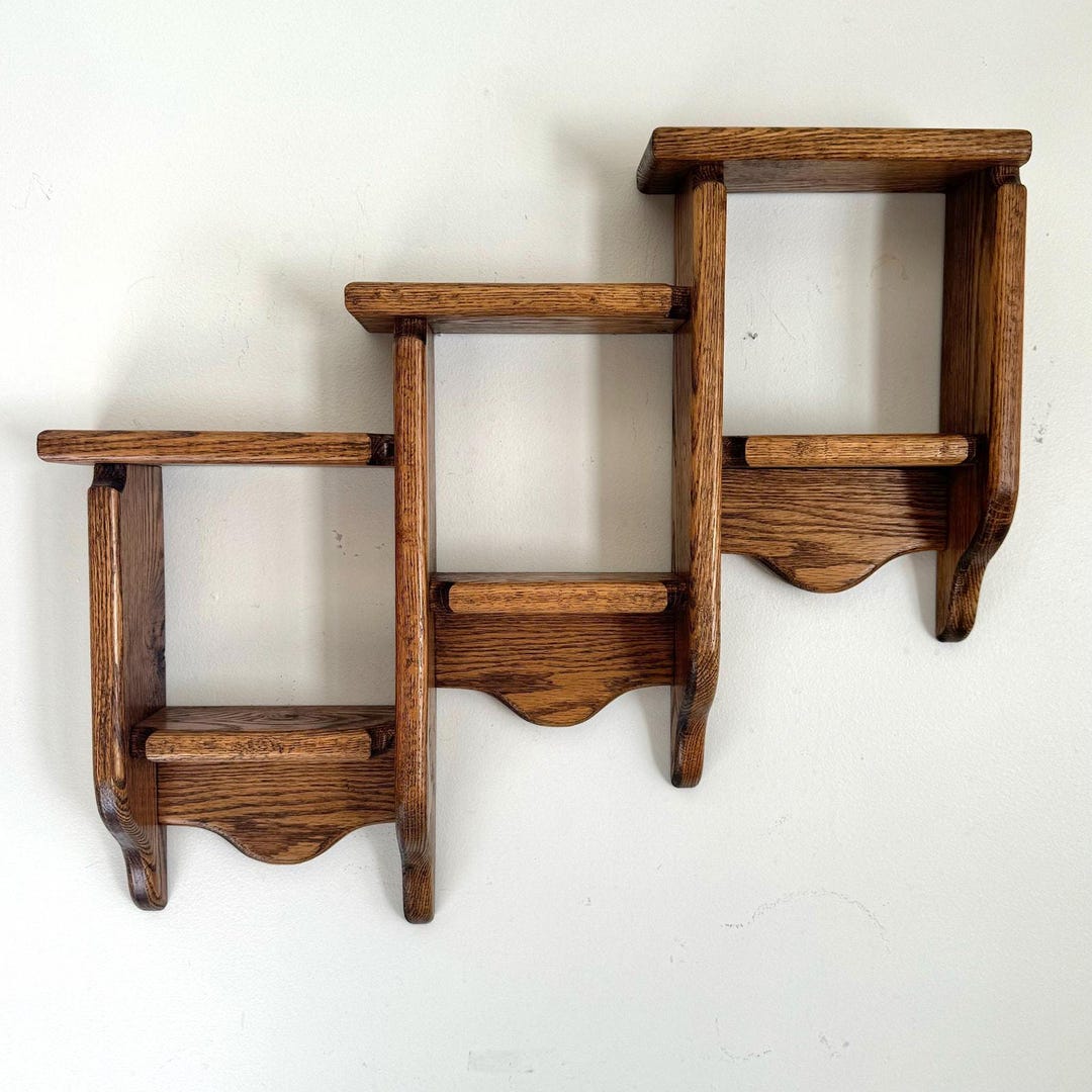 Vintage Oak Stepped Shelf - Etsy