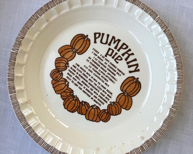 Vintage Jeanette Pumpkin Pie Recipe Plate Pie Keeper Recipe Pie Plates ...