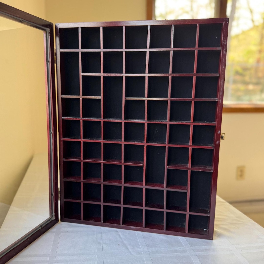 Vintage Mahogany Miniature Display Case With Hinged Plexi Glass Door ...
