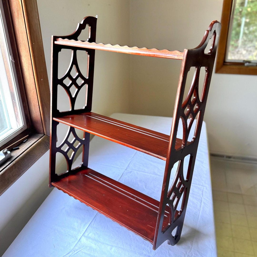 Antique Cherry Chippendale Style Fretwork Shelf Victorian Style Shelf ...