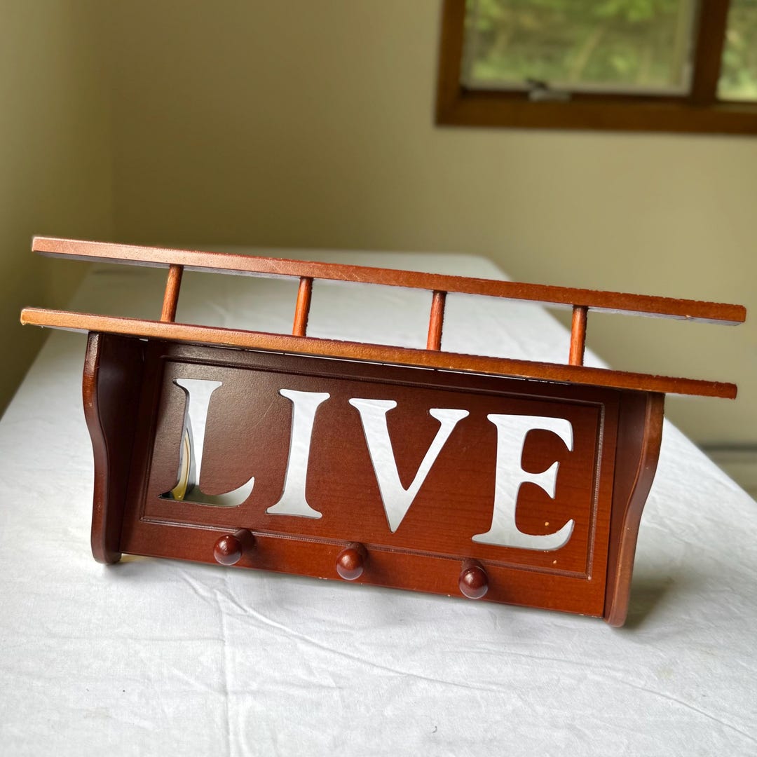 Wood Spindle Gallery Shelf With "live" Cutout - Coat Rack, Key Holder ...