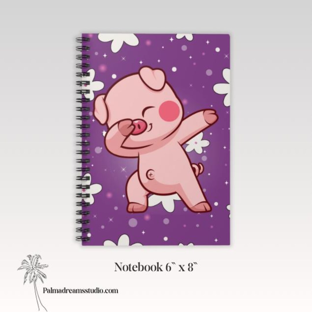 Spiral Notebook, Dabbing Piggy Journal, Cute Pig Theme Diary, Animal ...