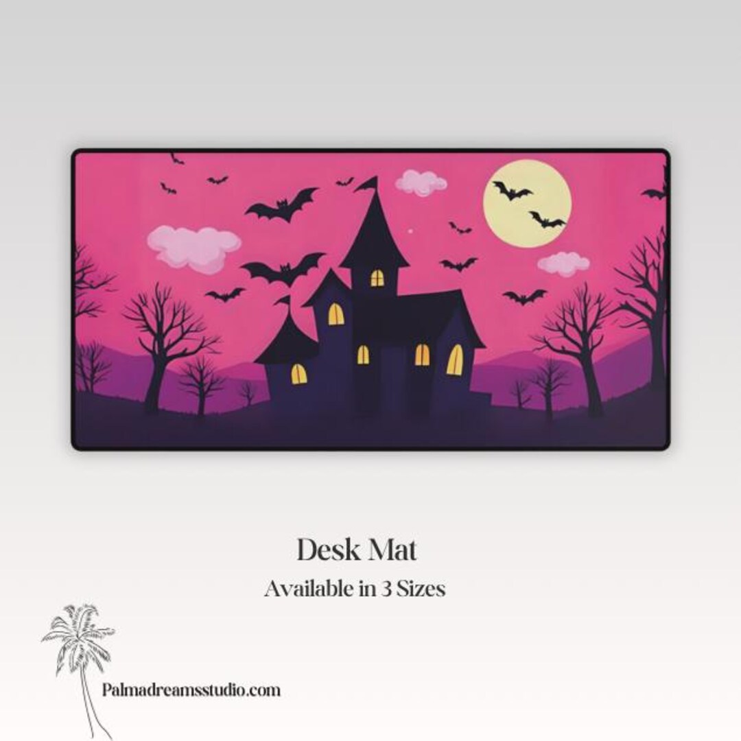 Desk Mat - Pink Haunted House Design - Etsy