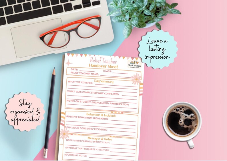 Relief Teacher Handover Sheet | Printable Daily Report for Supply ...