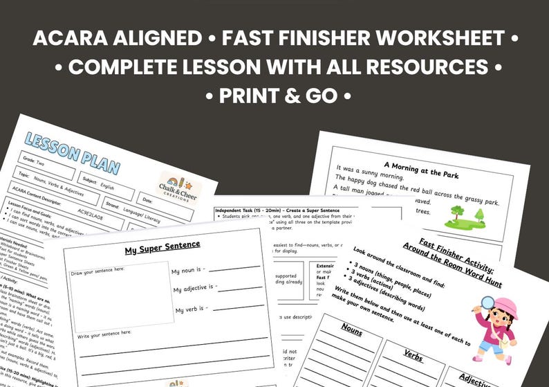 Year 2 Noun, Verb & Adjective Hunt | ACARA Aligned | Printable English ...