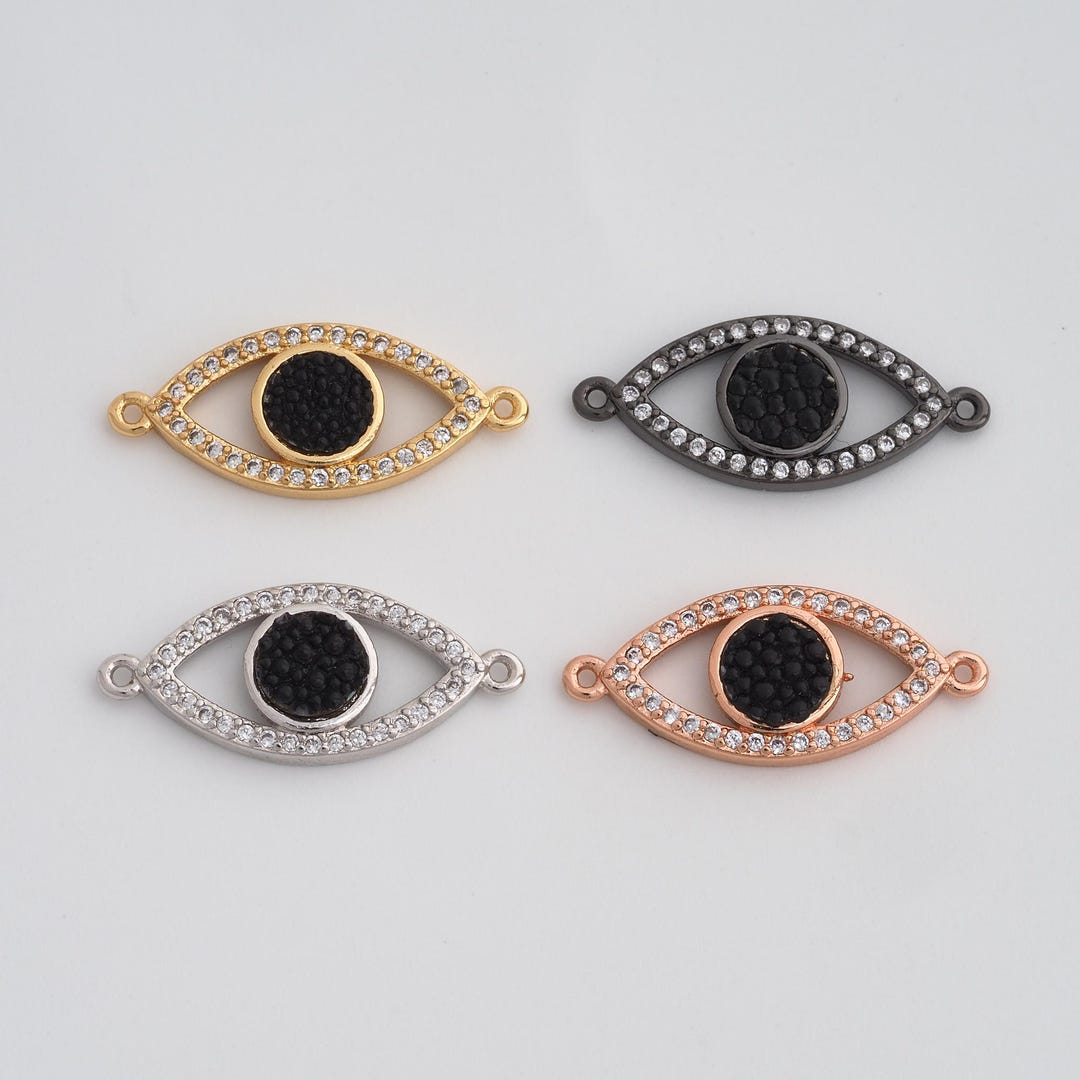 Gold CZ Evil Eye Connector,18k Gold Filled Devil Eye Connector,diy ...