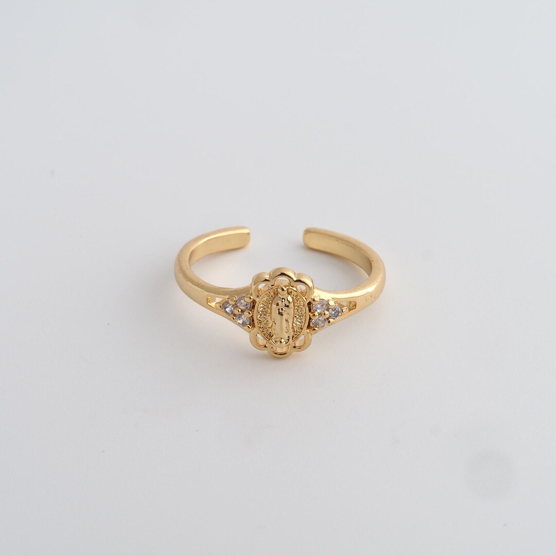 Gold CZ Open Rings,18k Gold Filled Virgin Mary Rings,gift for Her - Etsy