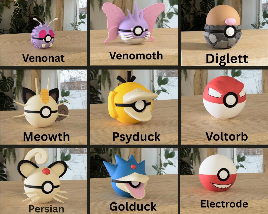 Pokemon Character Pokeball Collection GEN 1 | 3D Printed Display Set ...