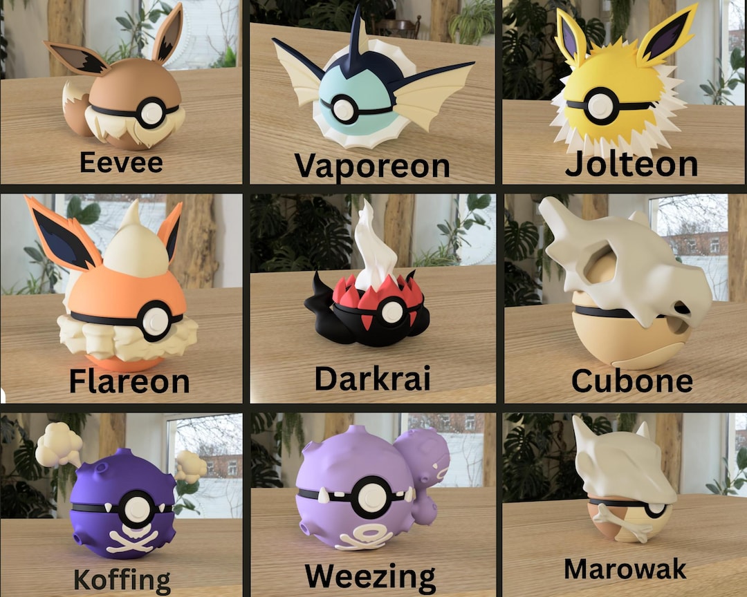 Pokemon Character Pokeball Collection GEN 1 | 3D Printed Display Set ...