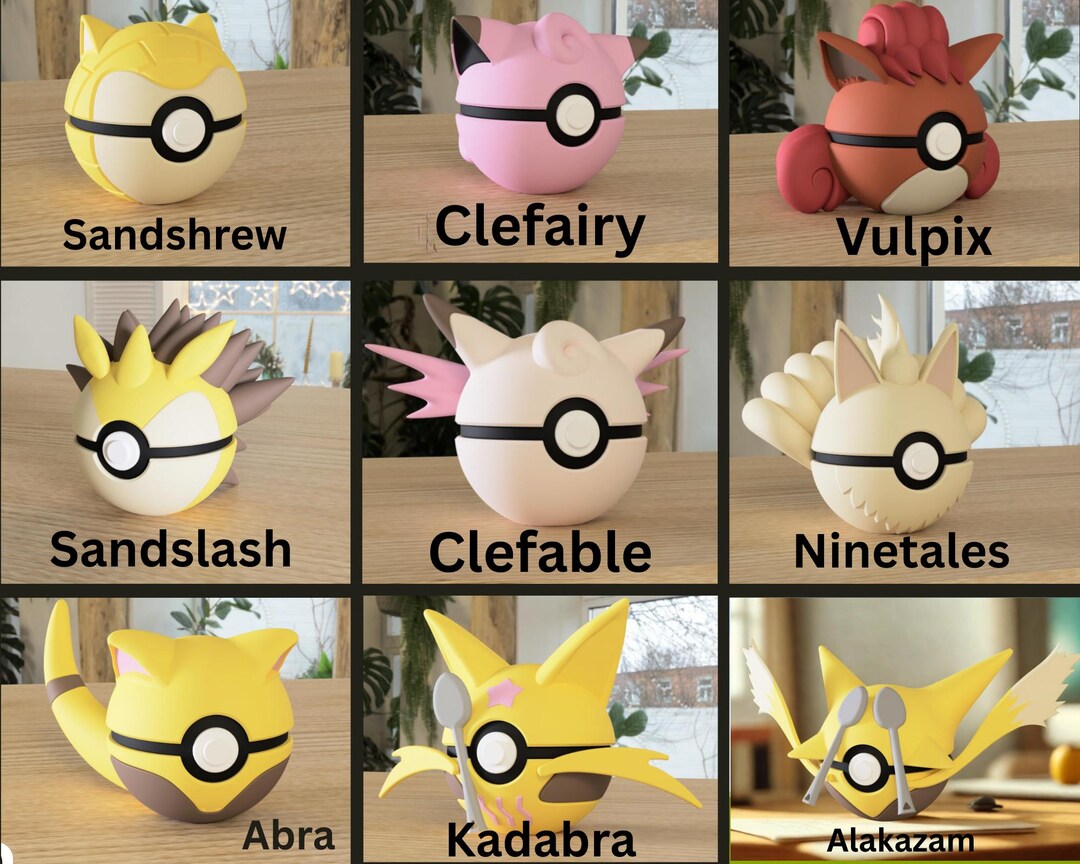 Pokemon Character Pokeball Collection GEN 1 | 3D Printed Display Set ...
