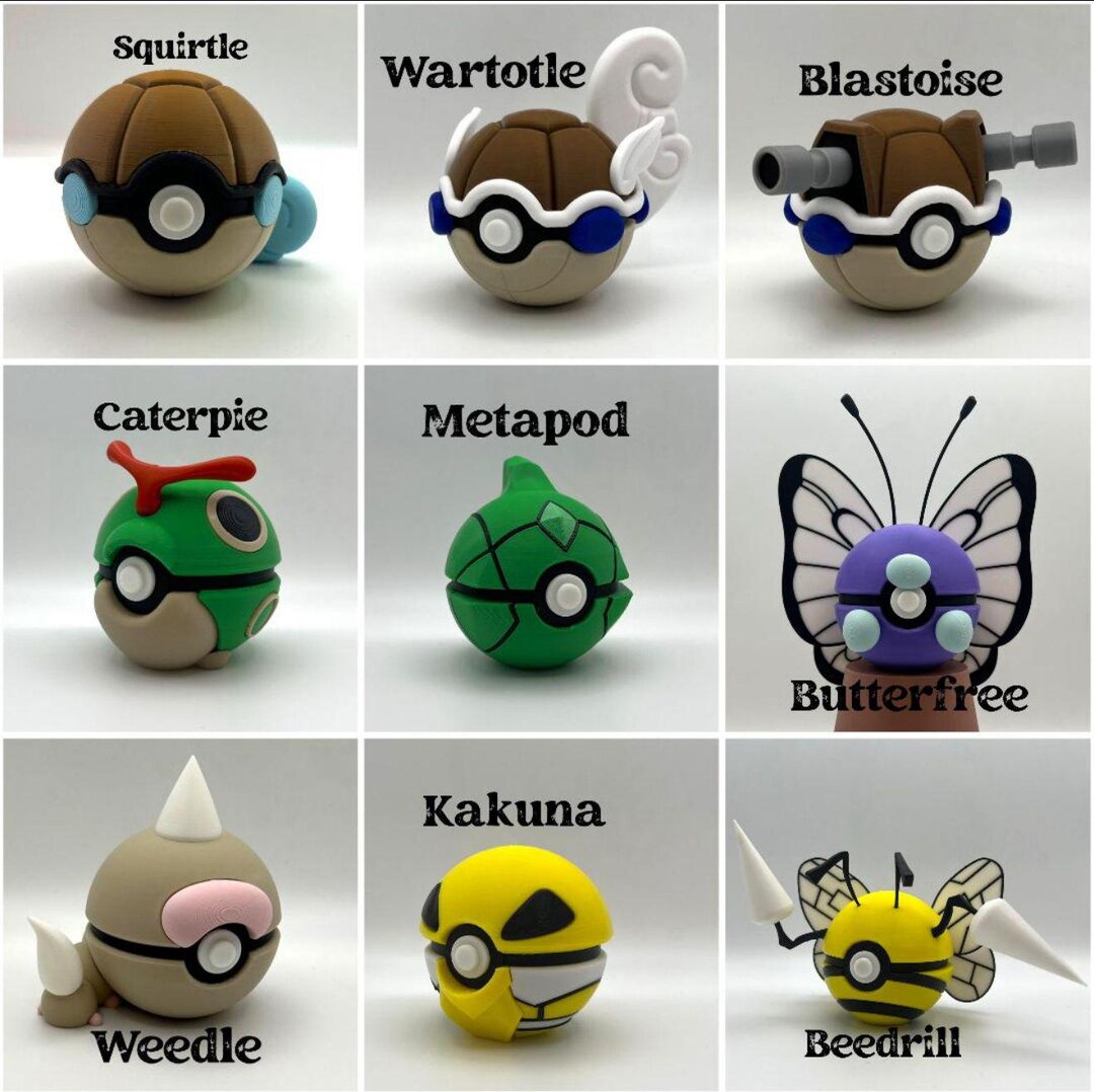 Pokemon Character Pokeball Collection GEN 1 | 3D Printed Display Set ...