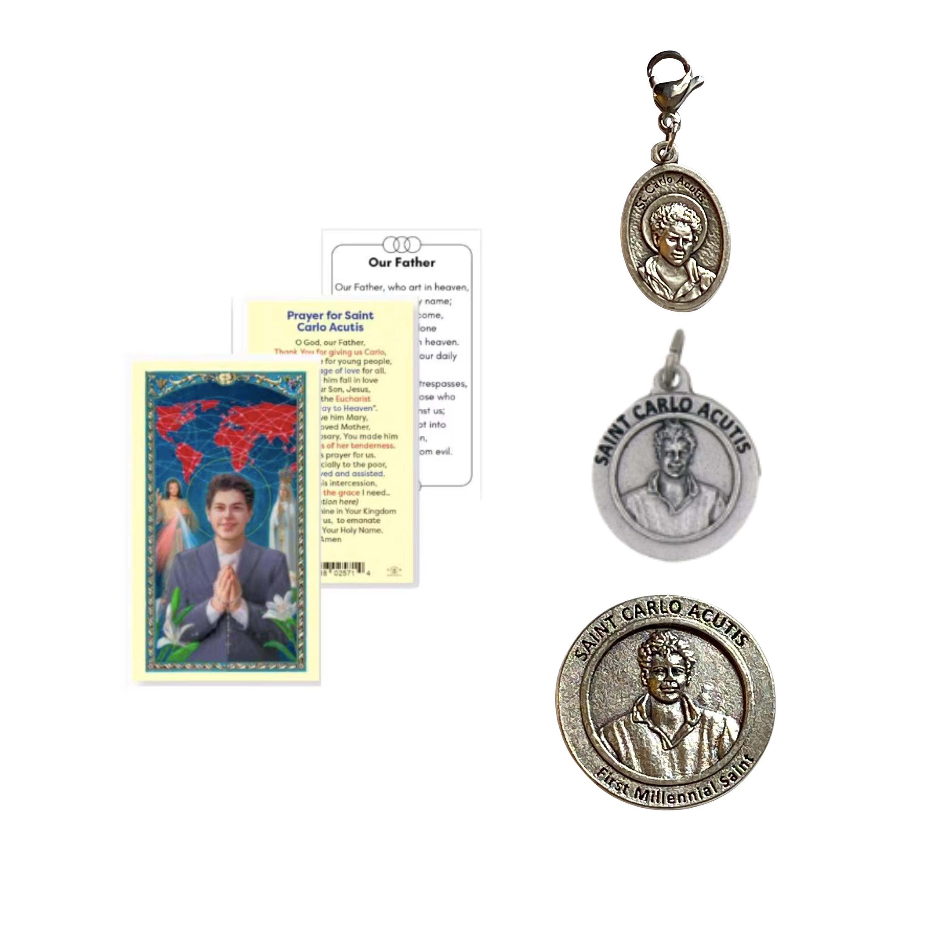 St. Carlo Acutis Gift Set: Prayer Card, Medals & Pocket Token - Etsy