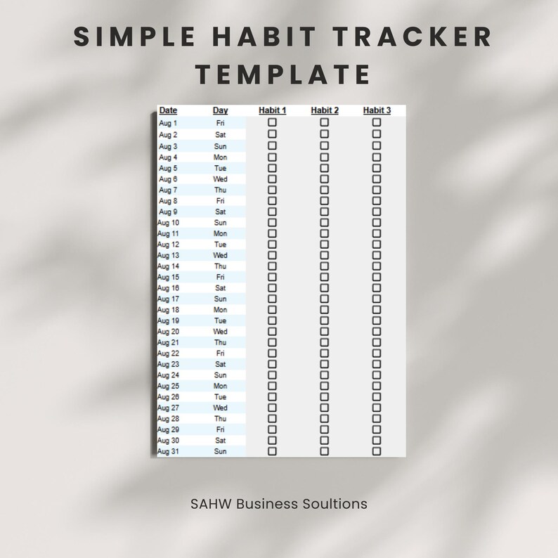Habit Tracker Google Sheets Template | Daily Routine Planner ...