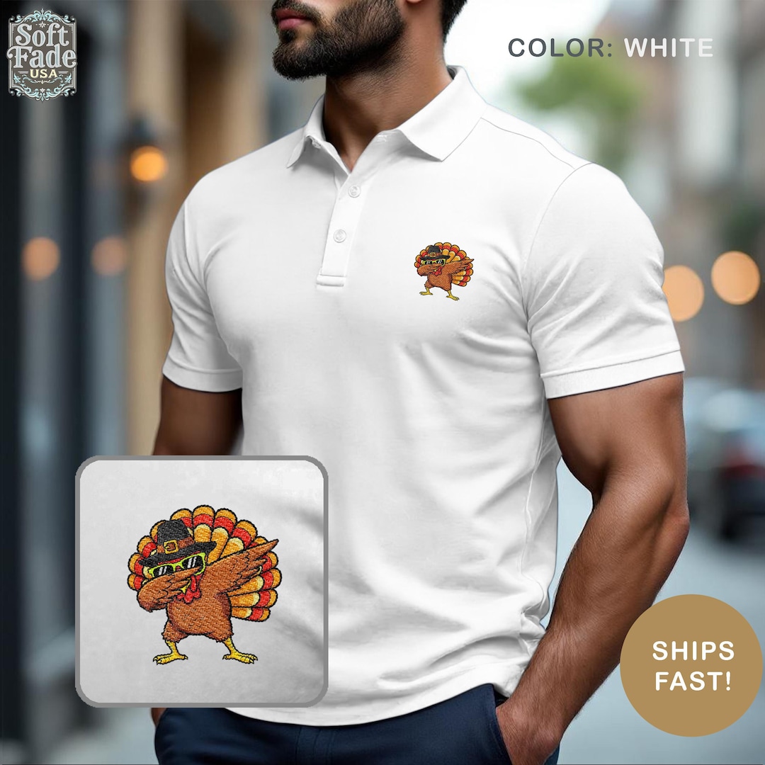 Thanksgiving Turkey Polo Shirt | Men’s Dab Dance Turkey Holiday Polo ...