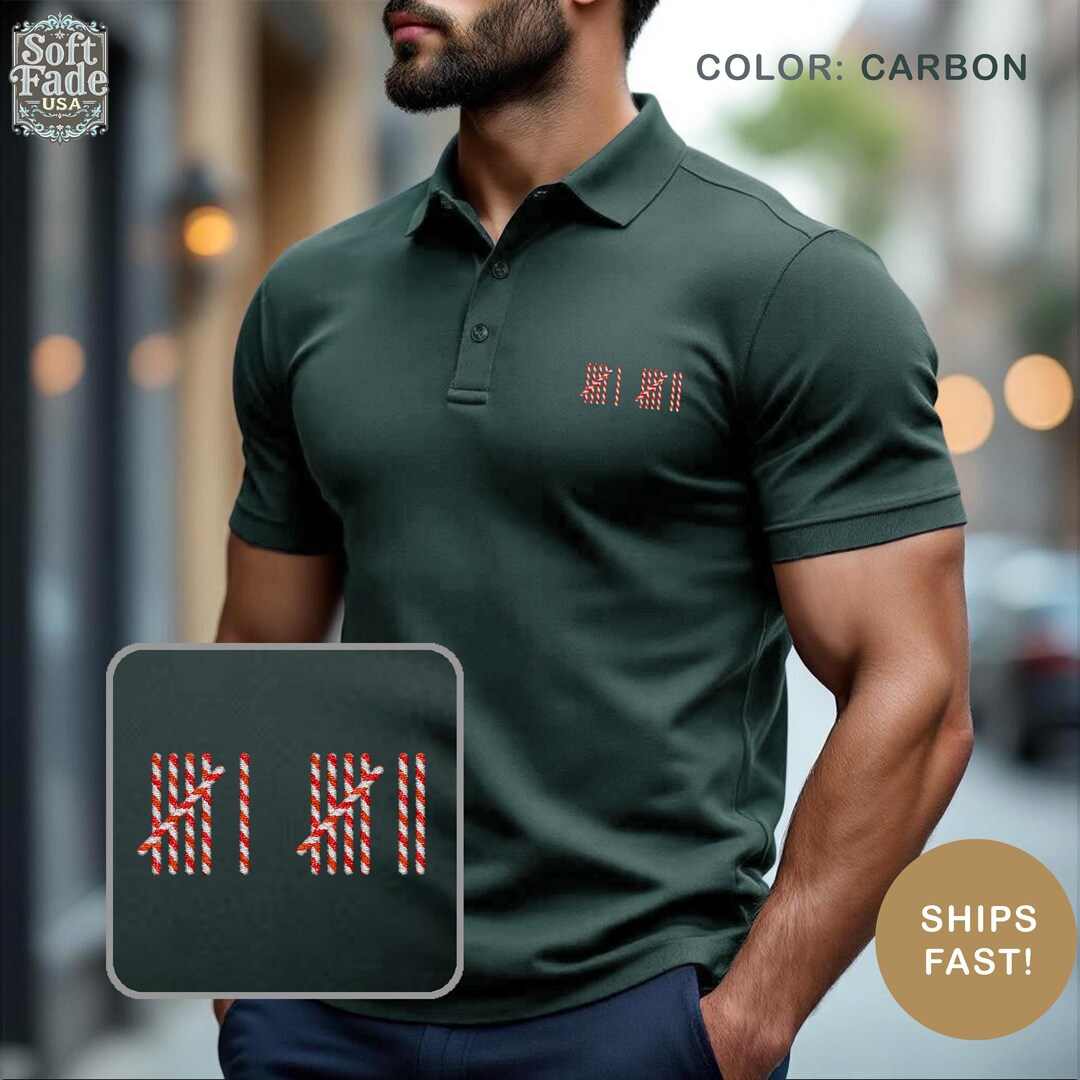 67 Christmas Polo Shirt | Tally Candy Cane Men’s Polo | Funny Christmas ...