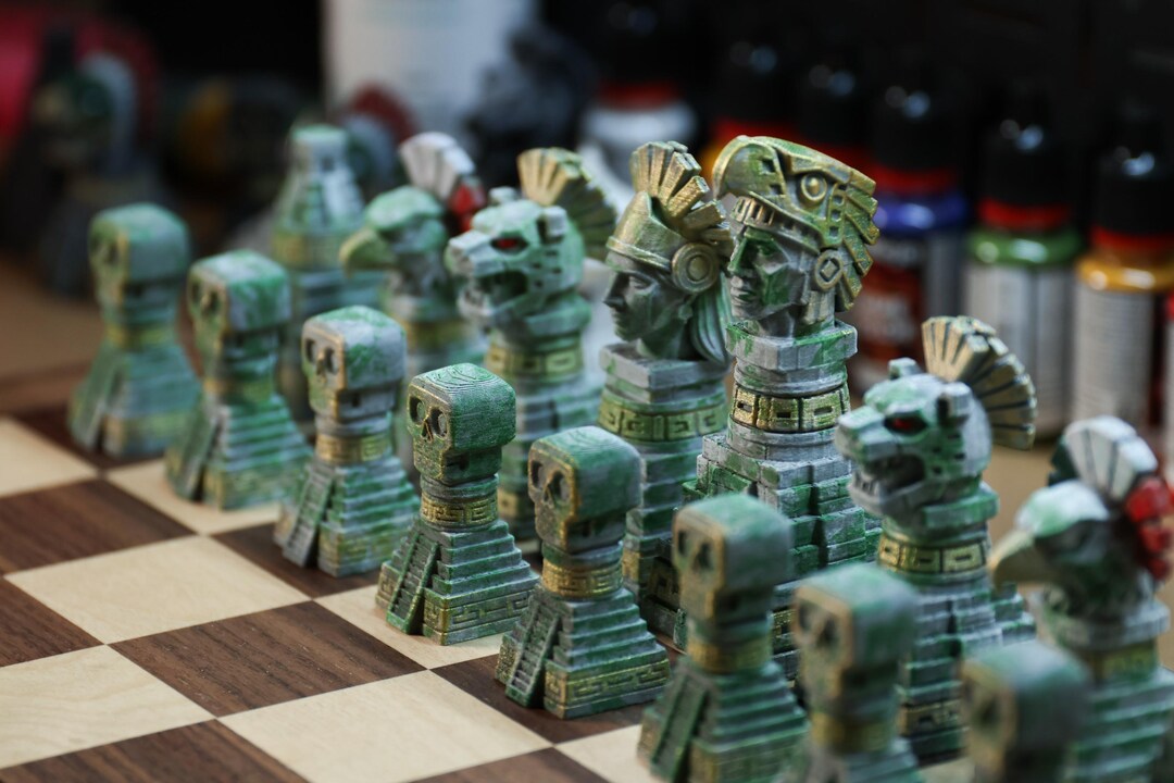 Aztec Chess Set – Hand Painted Collectible | Ancient Civilization Chess ...