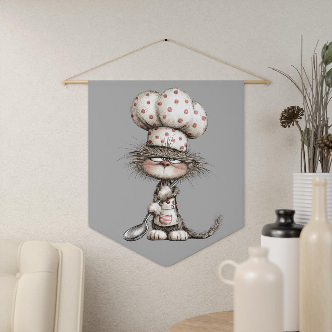 Grumpy Chef Cat Pennant | Kitchen Wall Banner, Cute Cat Cook Décor - Etsy