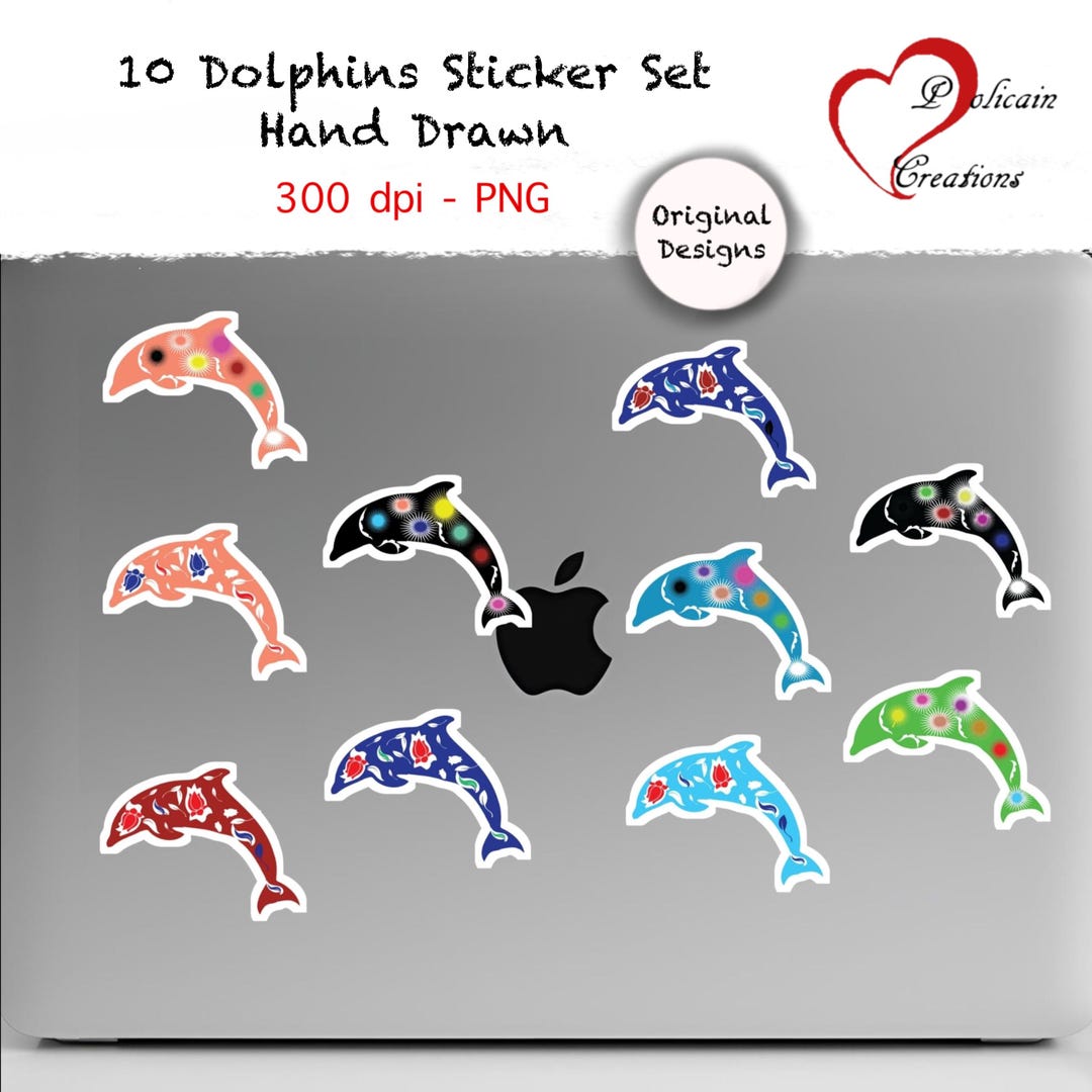Dolphin Sticker PNG Clip Art, Printable Stickers, Ocean Sticker, Fish ...