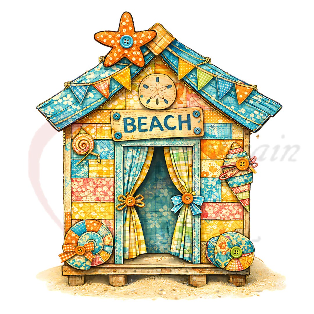 24 Mixed Media Beach Clip Art Bundle, Summer Elements PNG, Coastal ...