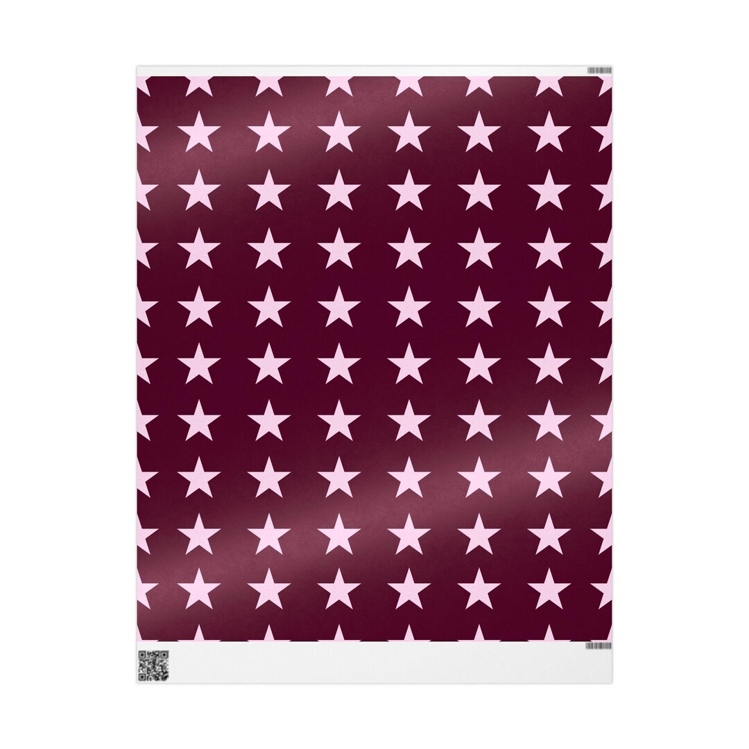 Star Pattern Wrapping Paper: Maroon & Pink, Glossy or Matte - Etsy