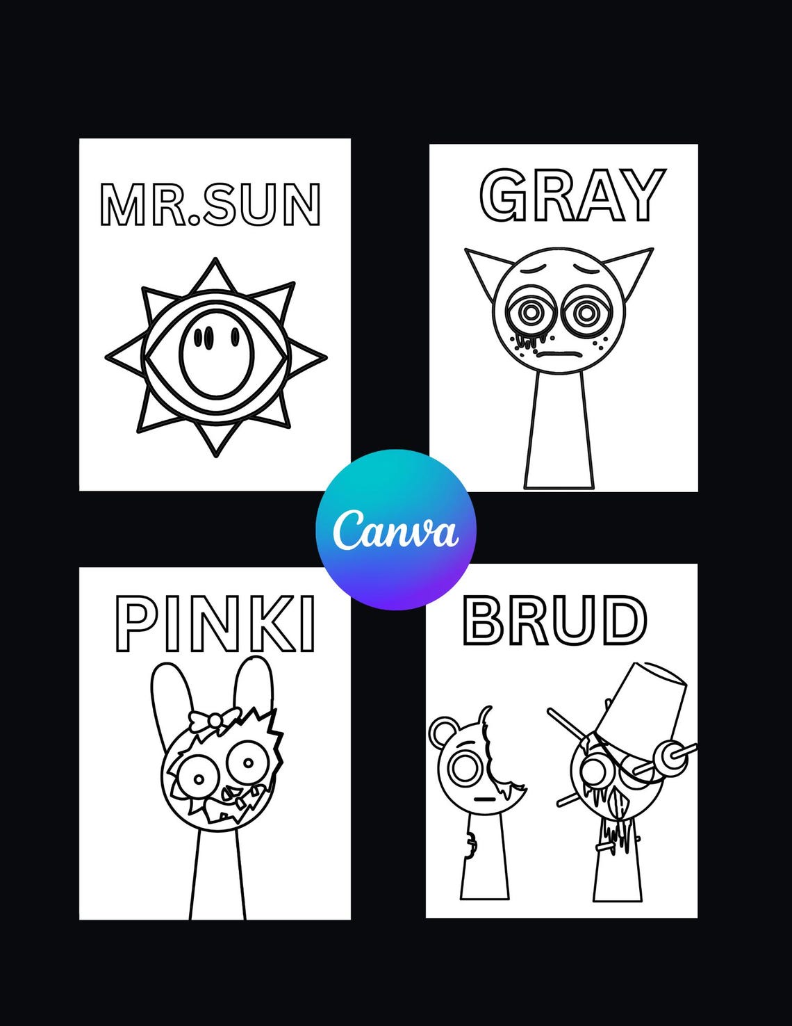 21 Pages of Scary Sprunki Coloring Pages, Halloween Coloring Book ...