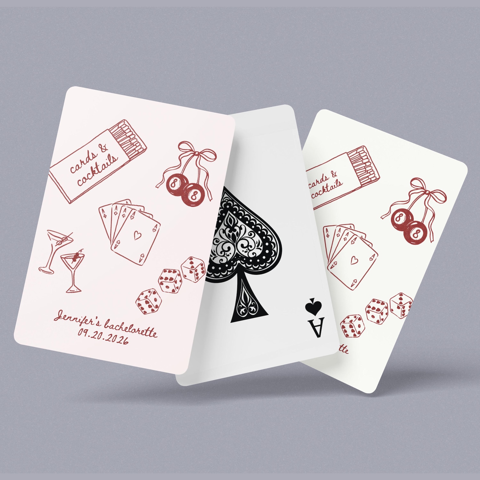 Bachelorette Playing Card Deck Design Cocktail Theme Casino Cards Party ...