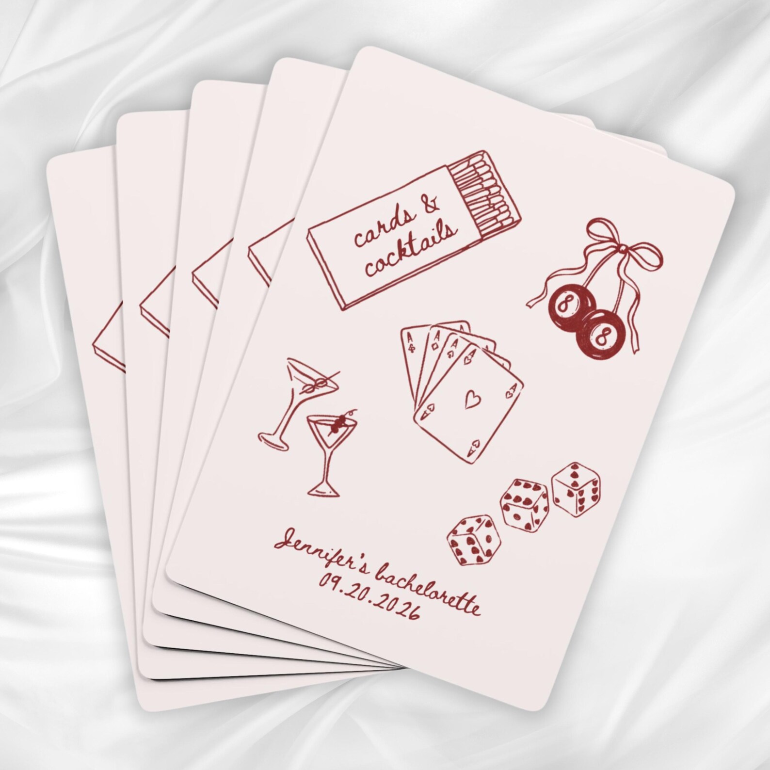 Bachelorette Playing Card Deck Design Cocktail Theme Casino Cards Party ...