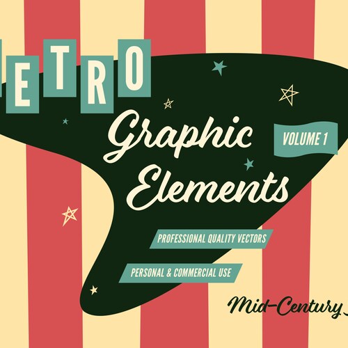 Mid-century Style Retro Graphic Vectors - Etsy