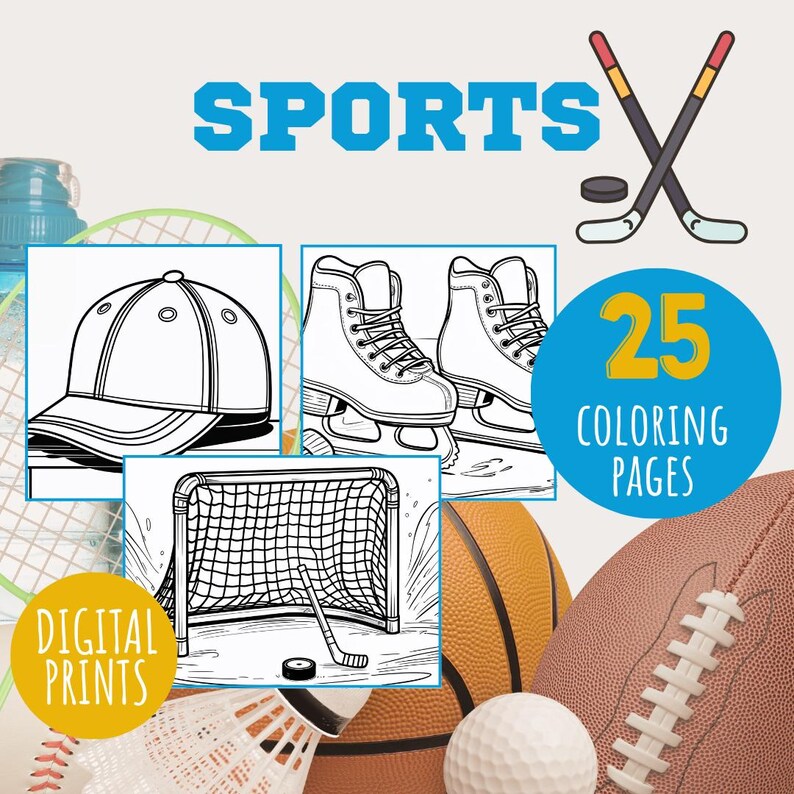 Sports Coloring Pages - Etsy