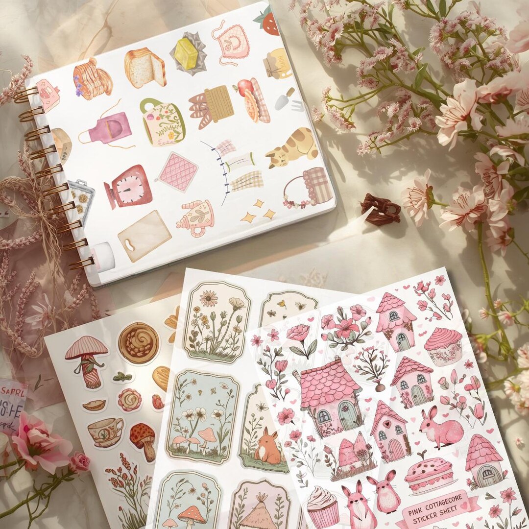 Cottagecore Sticker Sheets, Printable Designs,bullet Journal, Scrapbook ...