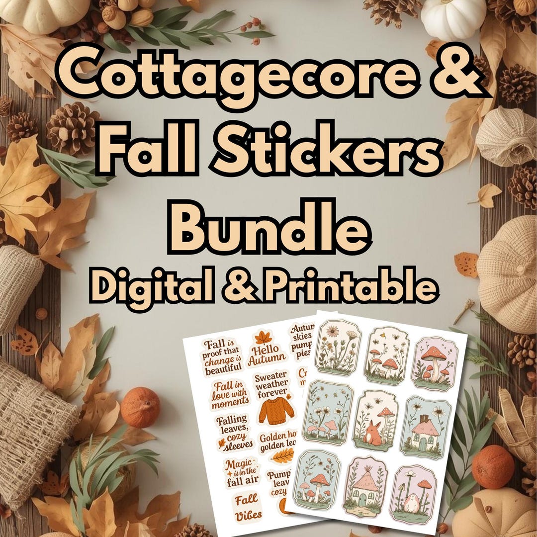 Cottage Core Aesthetic Stickers Pack, Digital, Printable Sticker Sheets ...