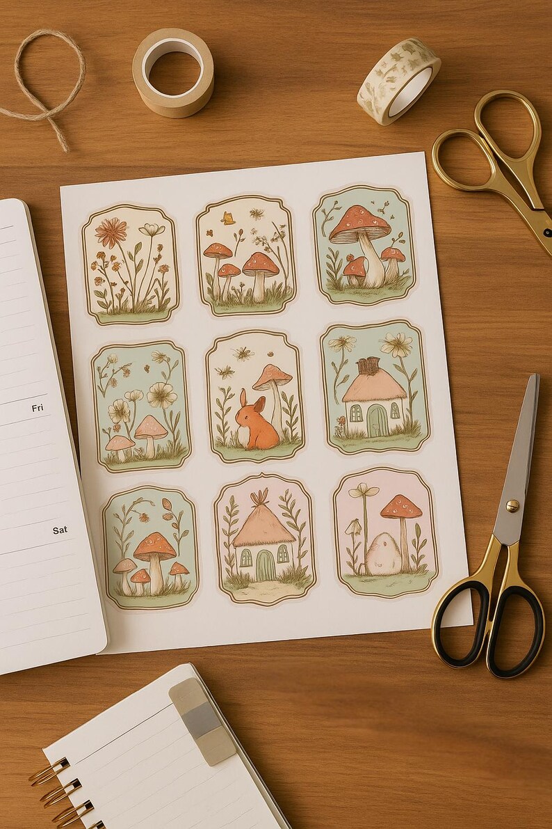 Cottagecore Sticker Sheets, Printable Designs,bullet Journal, Scrapbook ...
