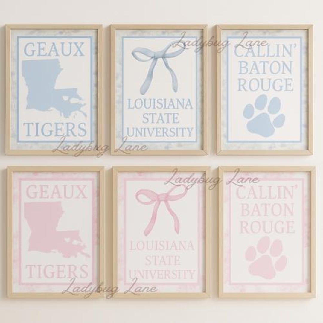 Pink and Blue LSU Prints – Dorm Wall Art - Etsy